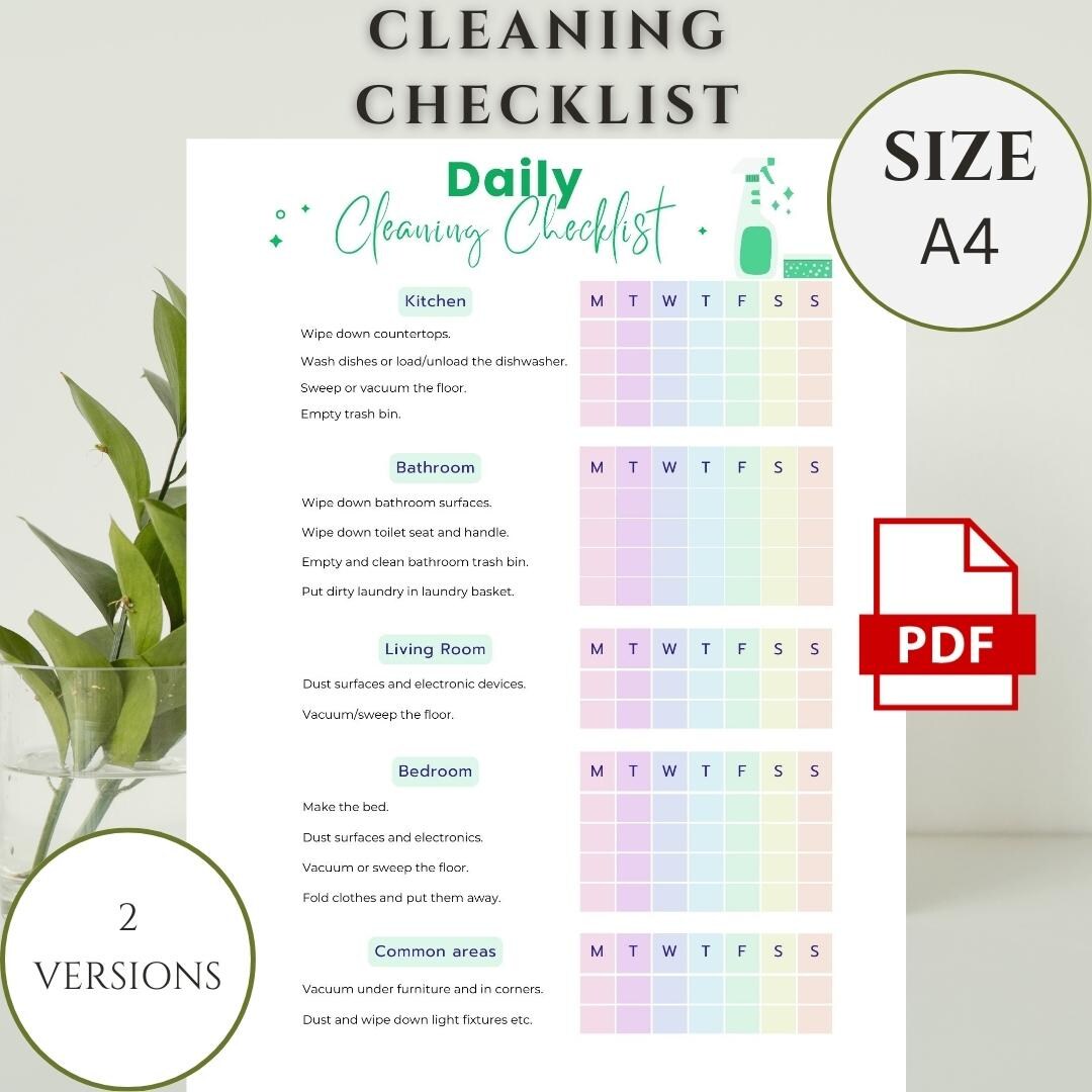 Cleaning Schedule Checklist ADHD Printable Planner Household Family ...
