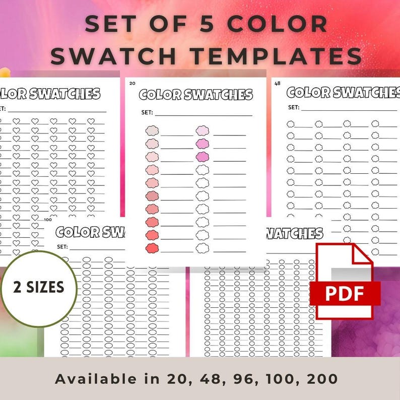 Color Swatch Chart, Printable Coloring Swatches Sheets PDF, Ohuhu ...