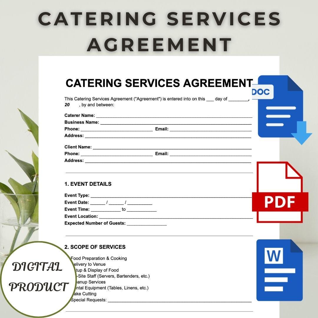 Catering Agreement Contract Template | Editable Google Docs & MS Word ...