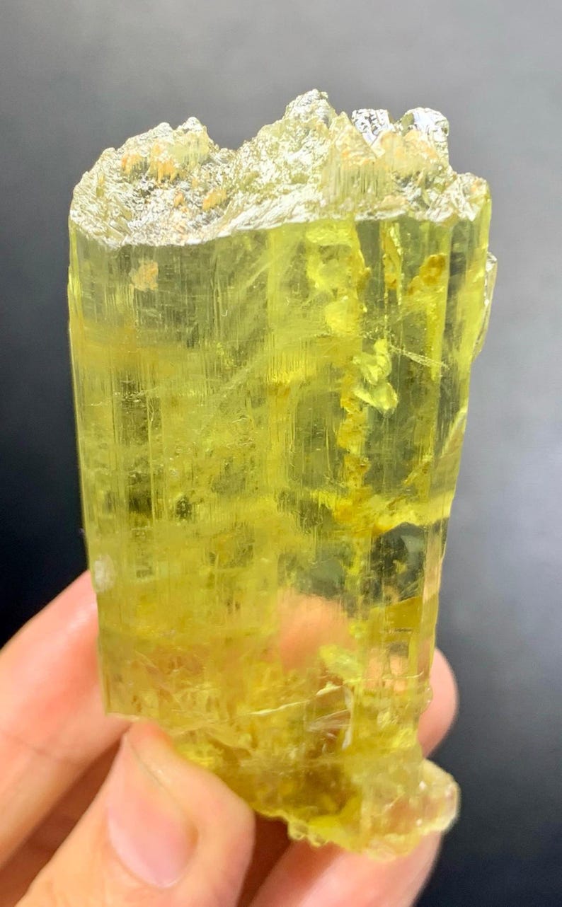 Natural Yellow Color Fluorescent Etched Triphane Kunzite Crystal From ...