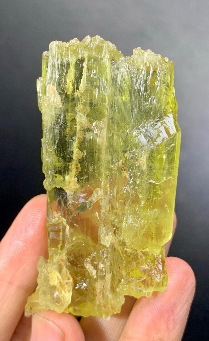 Natural Yellow Color Fluorescent Etched Triphane Kunzite Crystal From ...