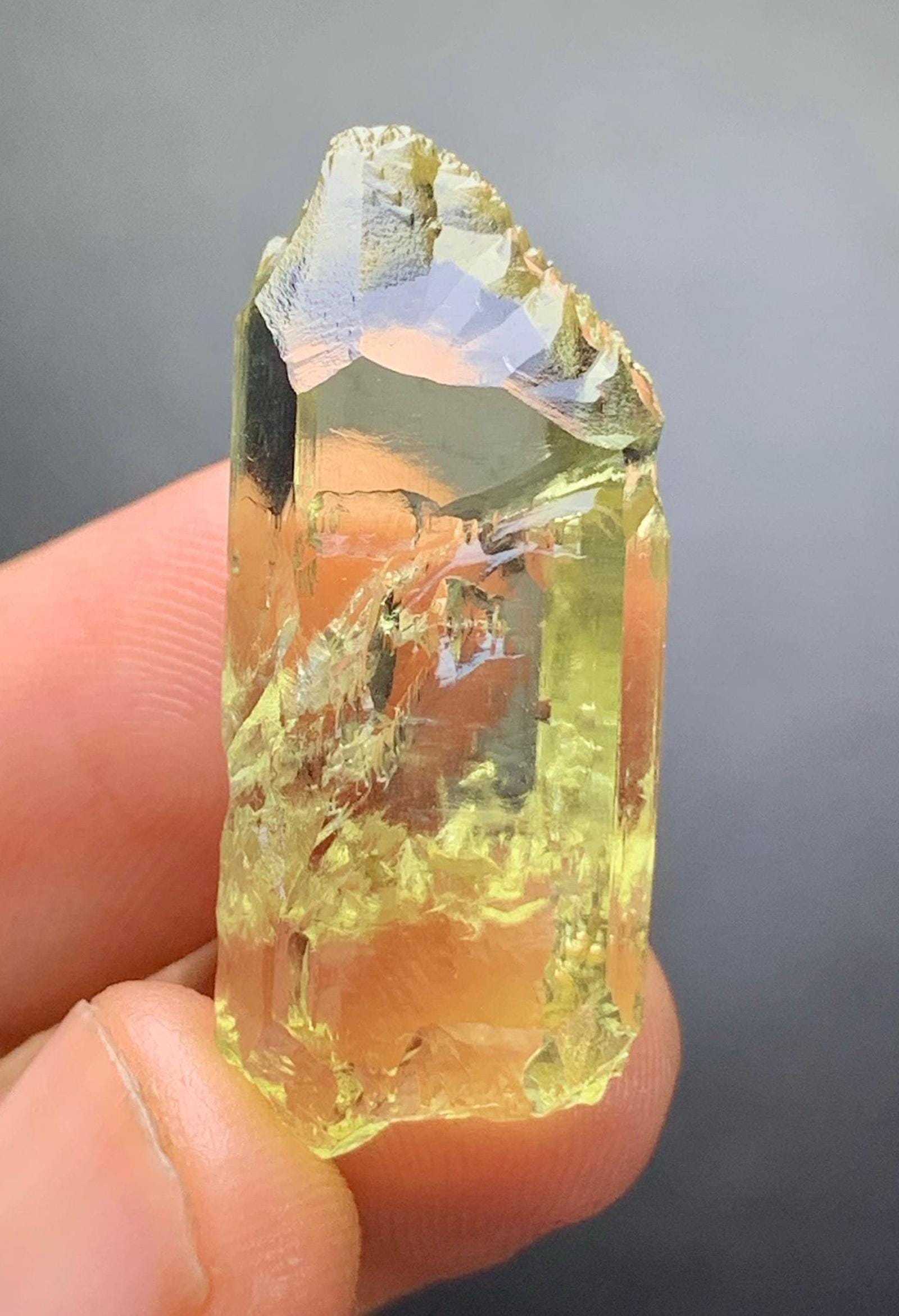 Stunning Yellow Color Transparent Etched Double Terminated Heliodor ...