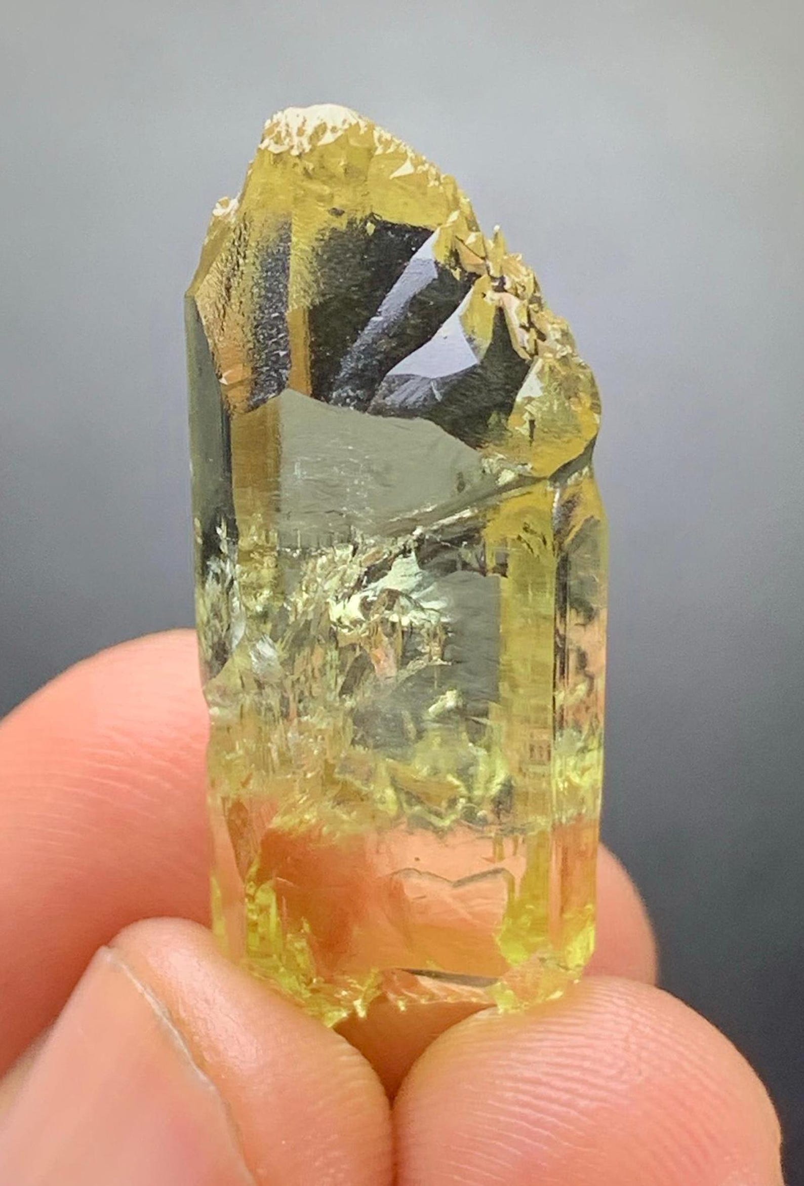 Stunning Yellow Color Transparent Etched Double Terminated Heliodor ...