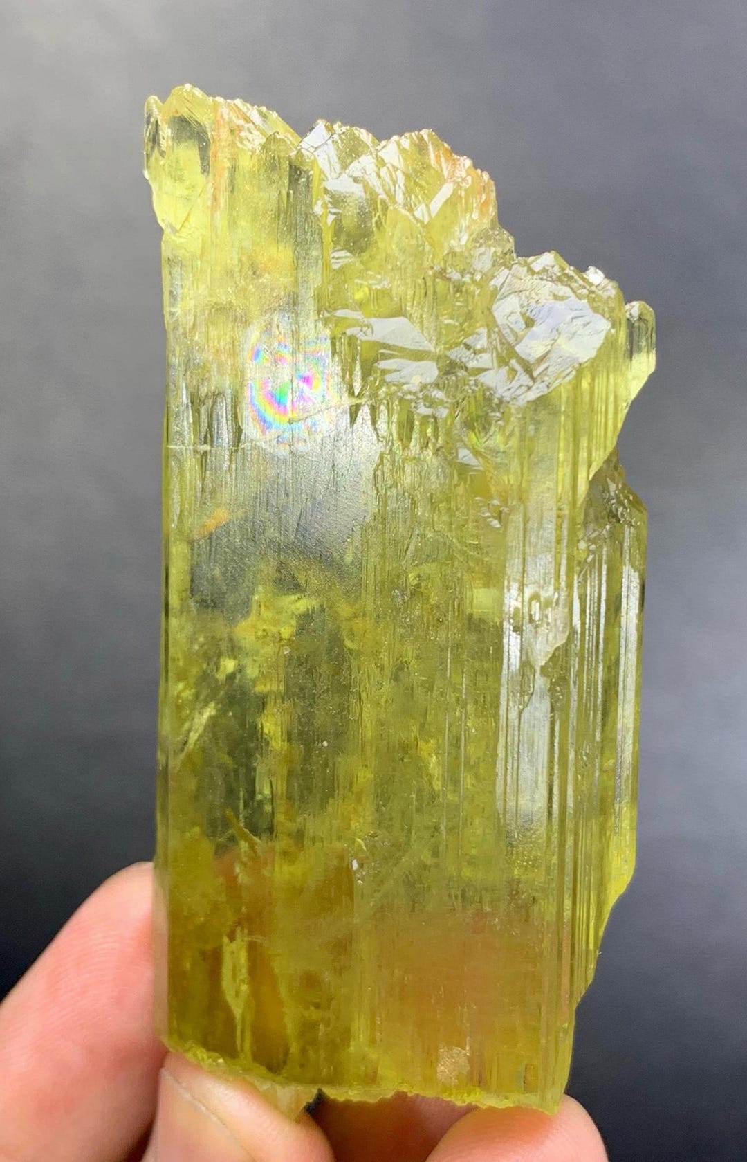 Natural Yellow Color Fluorescent Etched Triphane Kunzite Crystal From ...