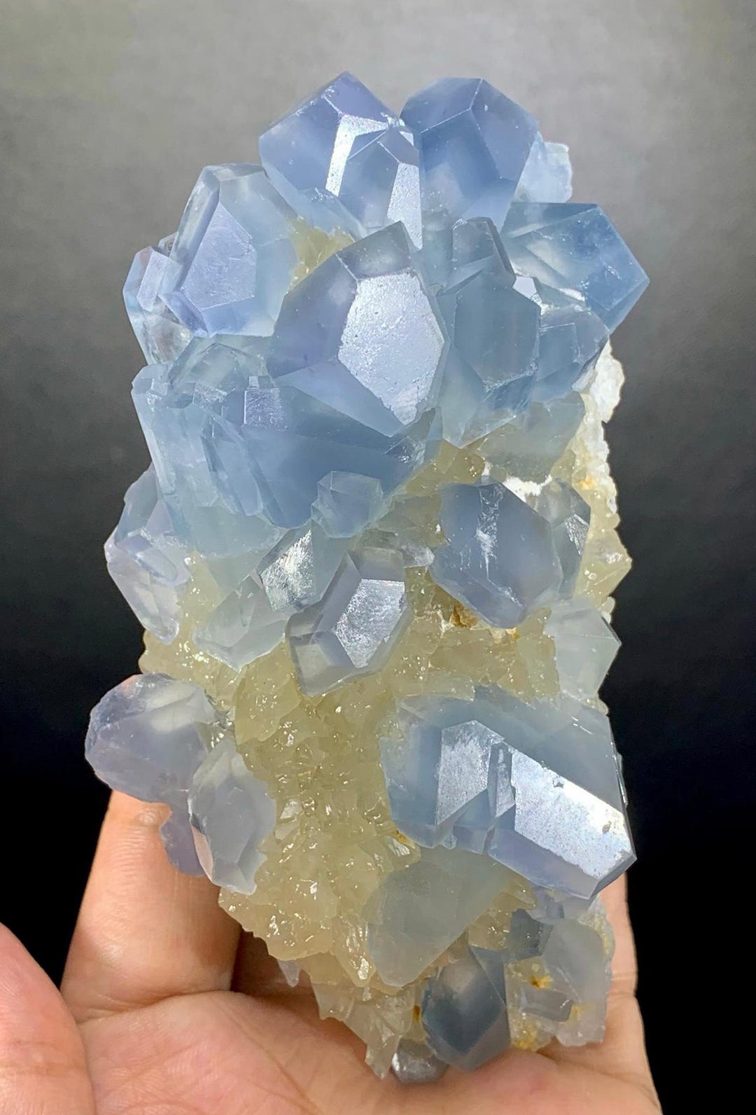 Natural Blue Color Celestine With Yellow Calcite Combined Specimen From ...