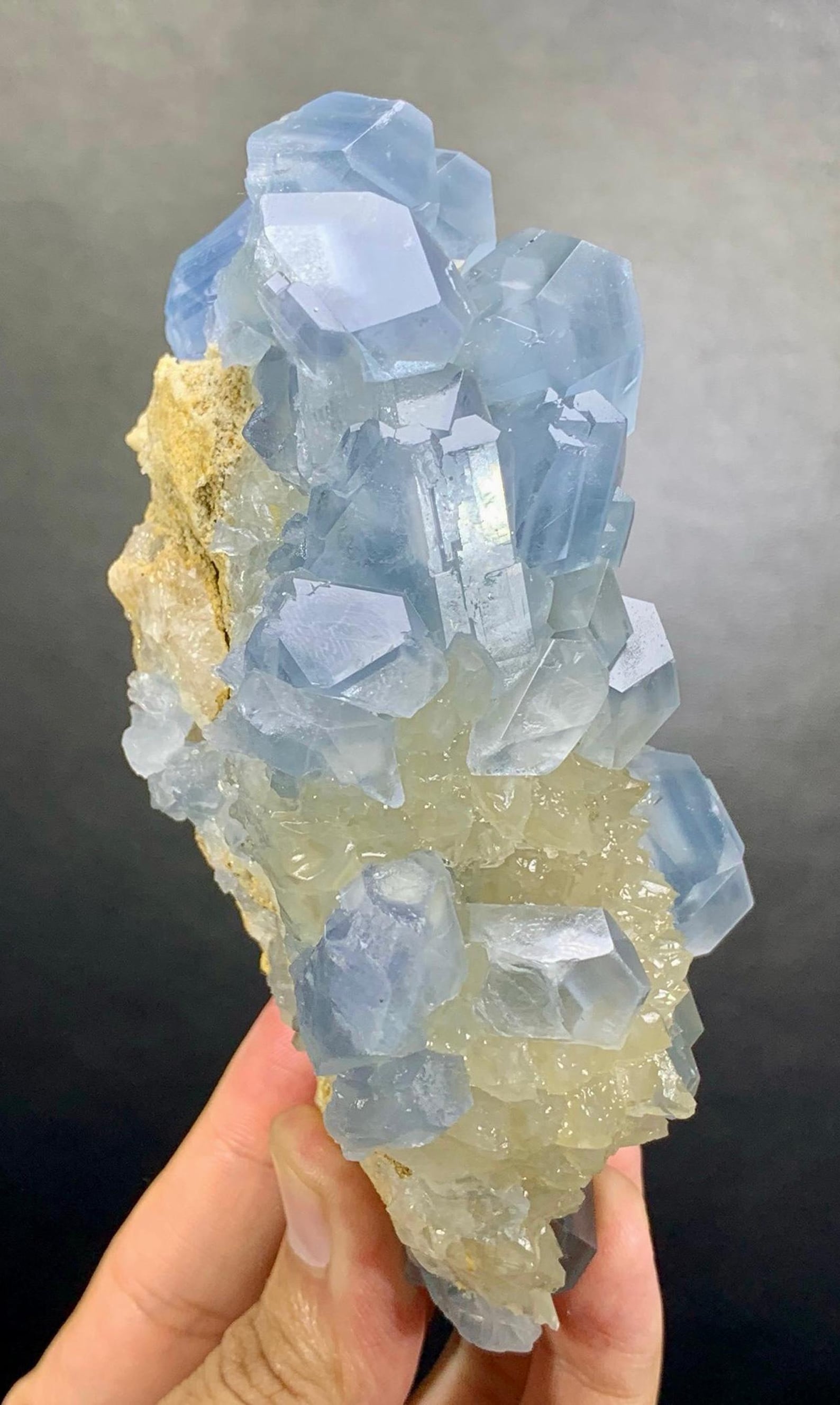 Natural Blue Colour Celestine With Yellow Calcite Combined Specimen ...