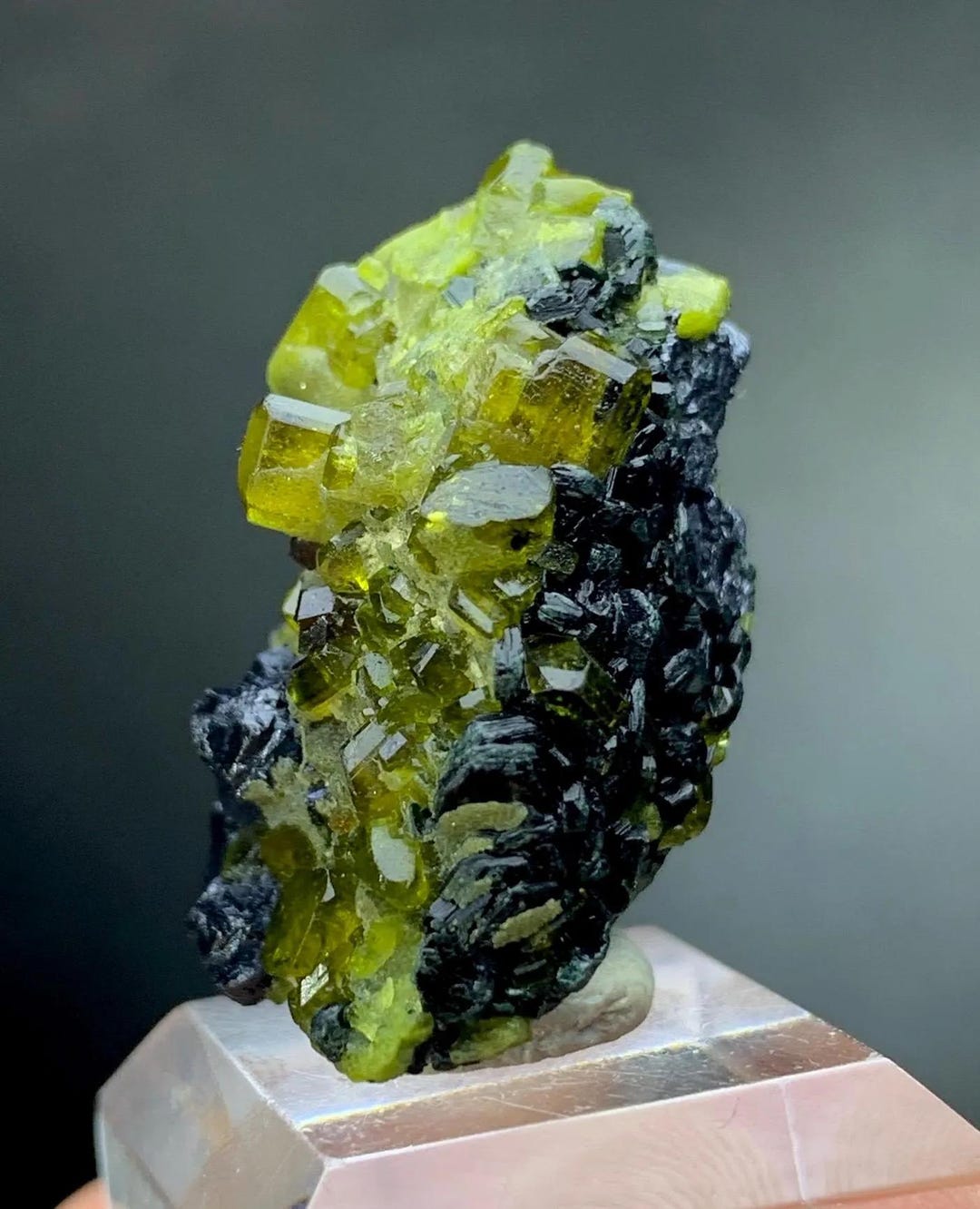Natural Green Color Epidote With Megnetite Combined Specimen From ...