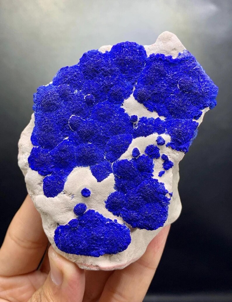 Natural Deep Blue Color Azurite Suns on White Kaolinite Matrix Specimen ...