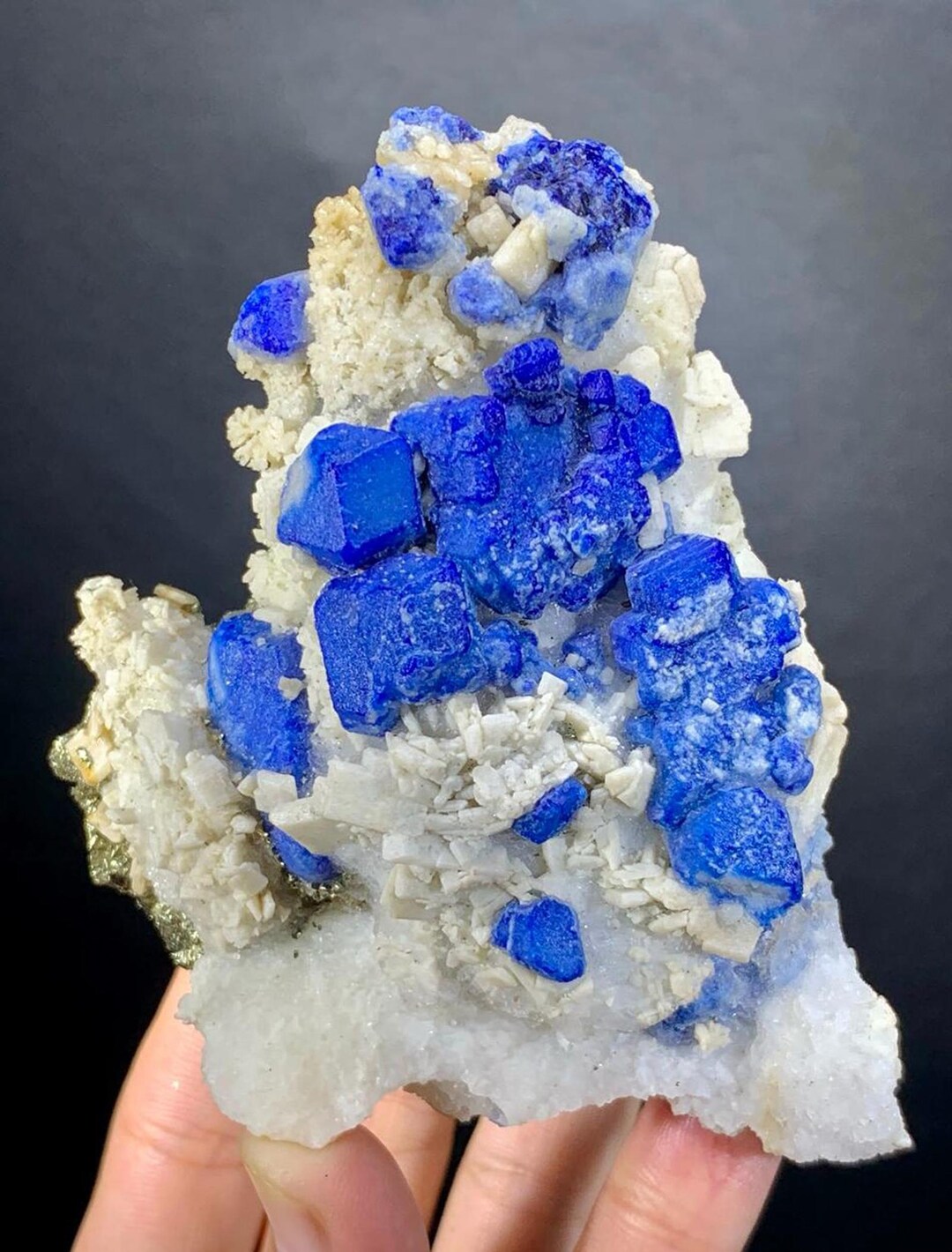 Natural Blue Color Fluorescent Lazurite With Pyrite Specimen From ...