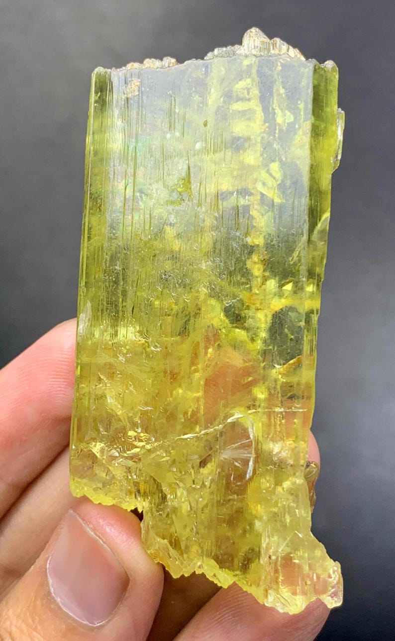 Natural Yellow Color Fluorescent Etched Triphane Kunzite Crystal From ...