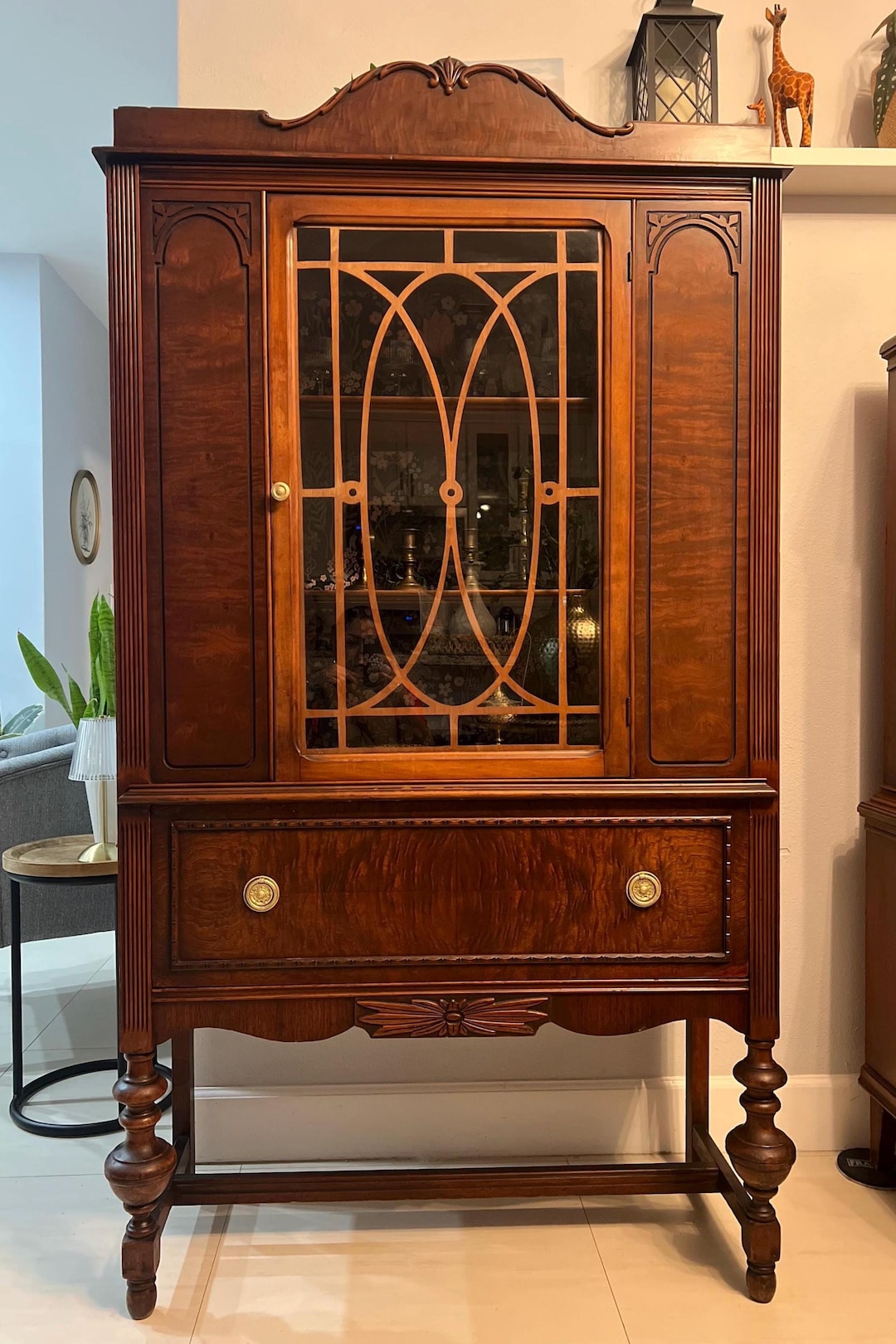 Antique Jacobean Style China Cabinet 1920s Bar or Display. Shipping ...