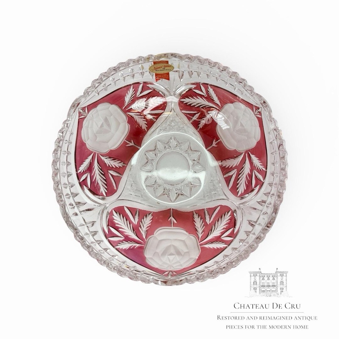 German Lead Crystal Bowl Ruby Red Flashed From Anna Hütte Vintage - Etsy
