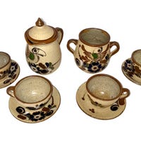 Artesa Hand Painted Pottery Tea Pot and Covered Sugar Bowl Made in ...