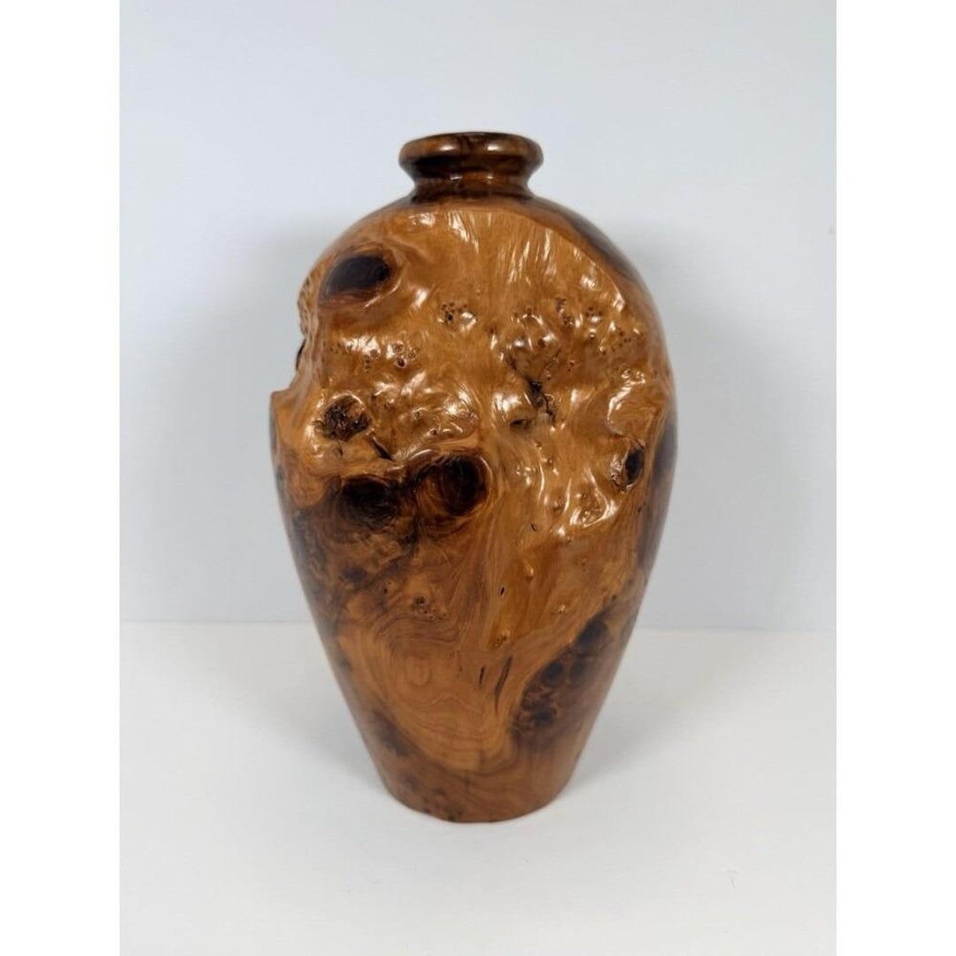 Burl Wood Vase Hand Turned Vintage Sculptural Decor Piece - Etsy