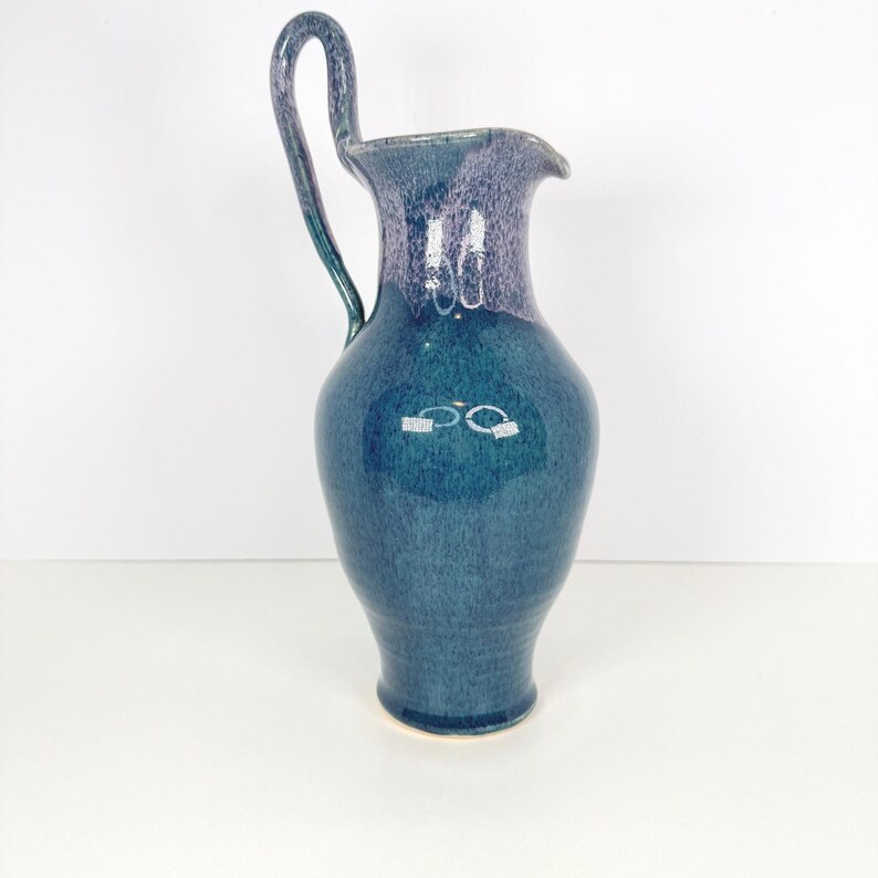 Studio Pottery Blue Pitcher Drippy Glaze by John Garrou 11" Old Fort NC ...