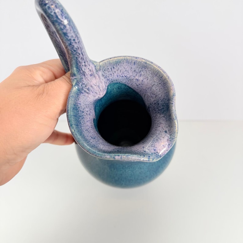 Studio Pottery Blue Pitcher Drippy Glaze by John Garrou 11" Old Fort NC ...