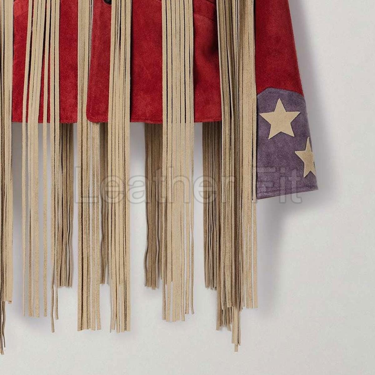 American Flag Suede Fringe Jacket: Western Cowgirl Style - Etsy