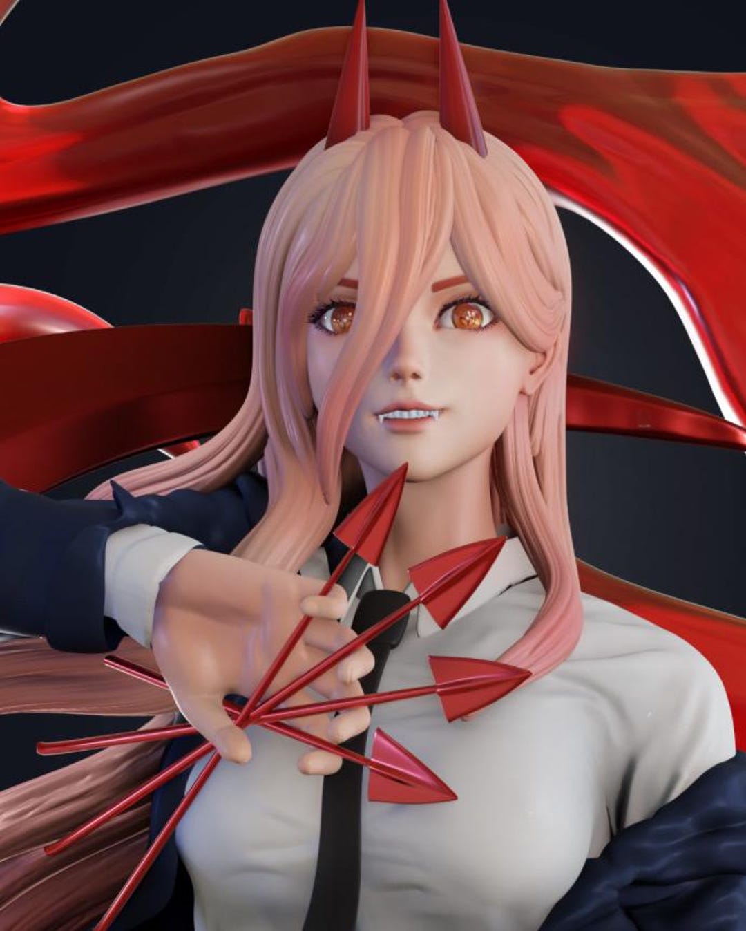 3D Printed Horned Anime Girl Hand Painted Dark Fantasy Figurine - Etsy