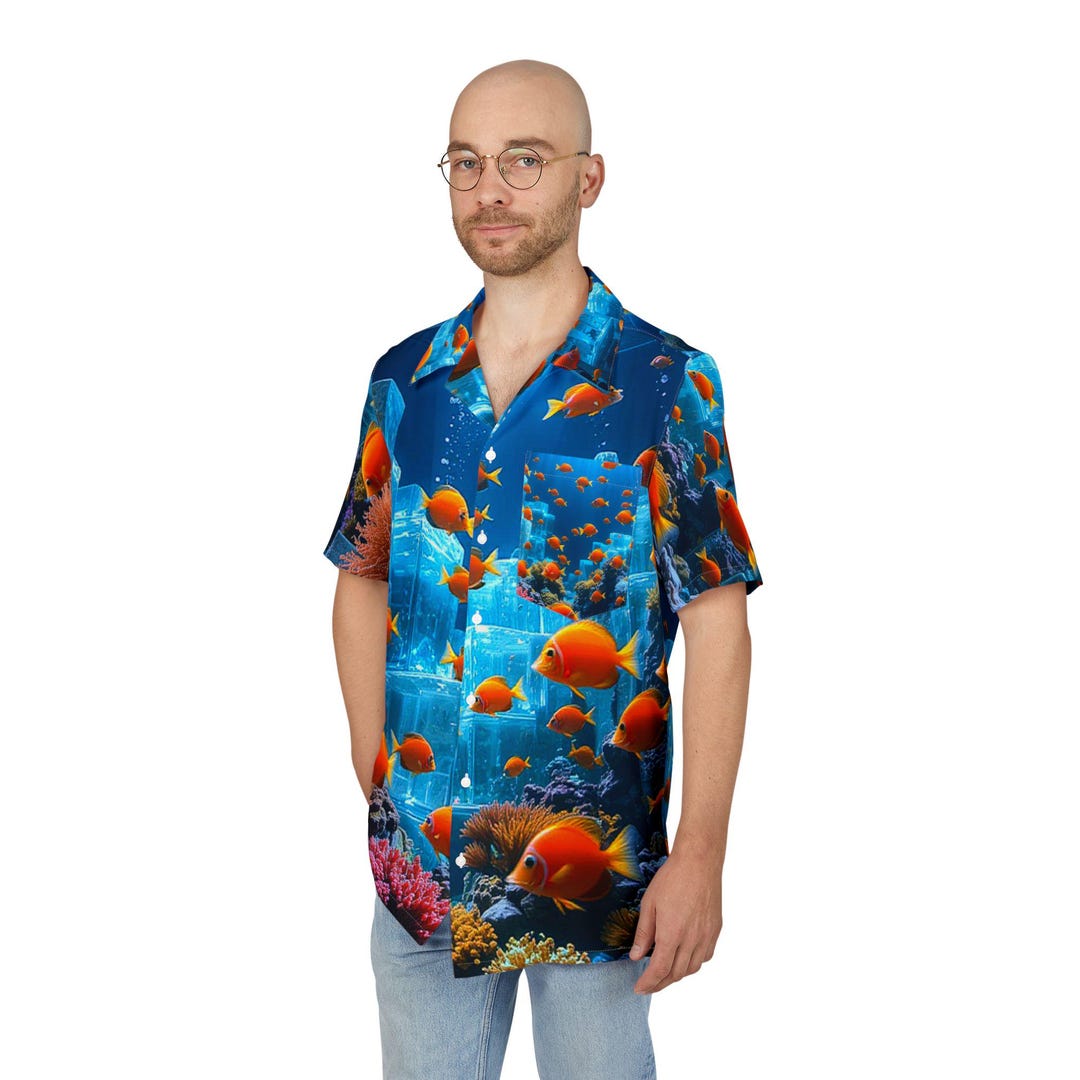 Tropical Fish Hawaiian Shirt - Vibrant Beachwear, Summer Vacation Top ...