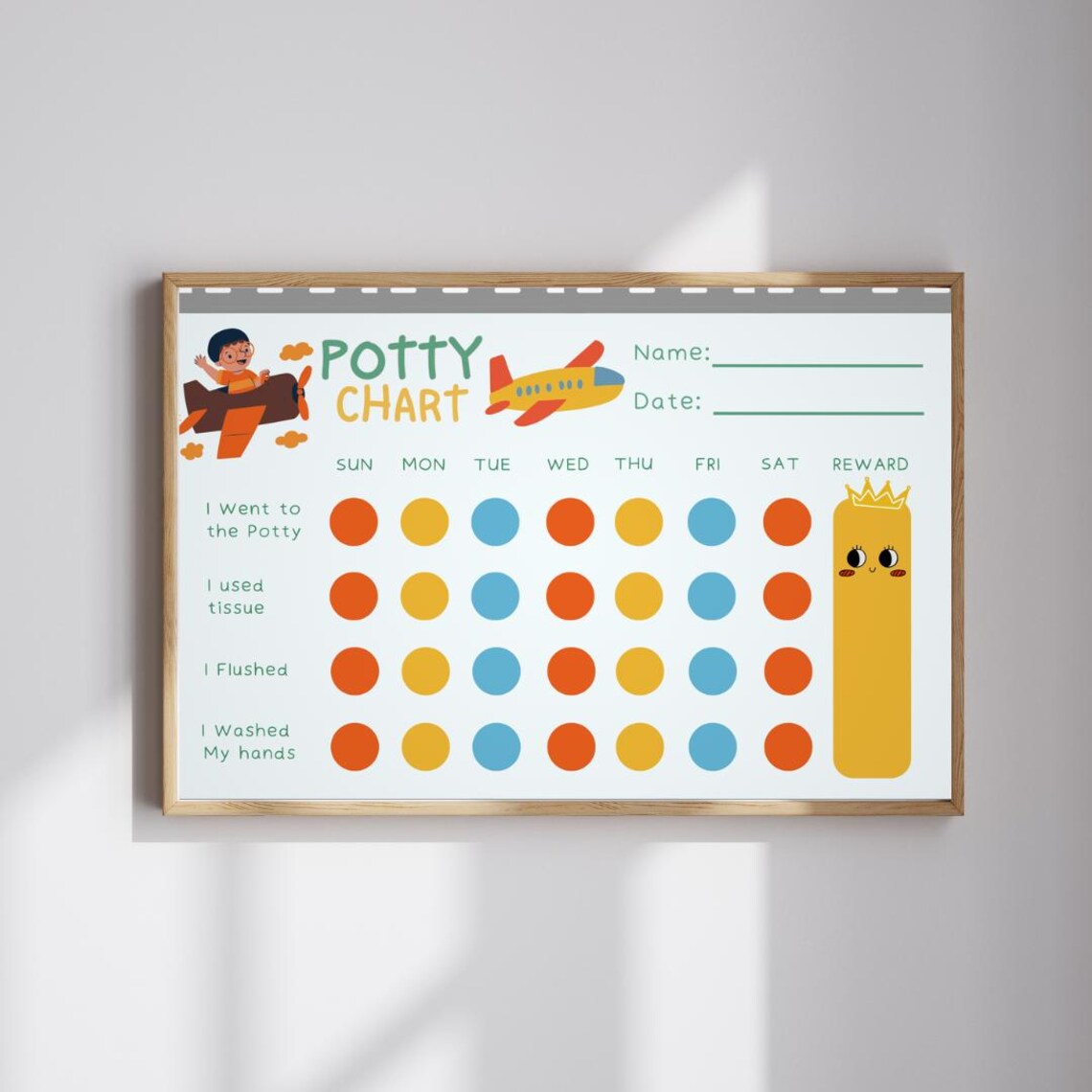 Airplane Potty Training Chart Printable, Potty Training Reward Chart ...