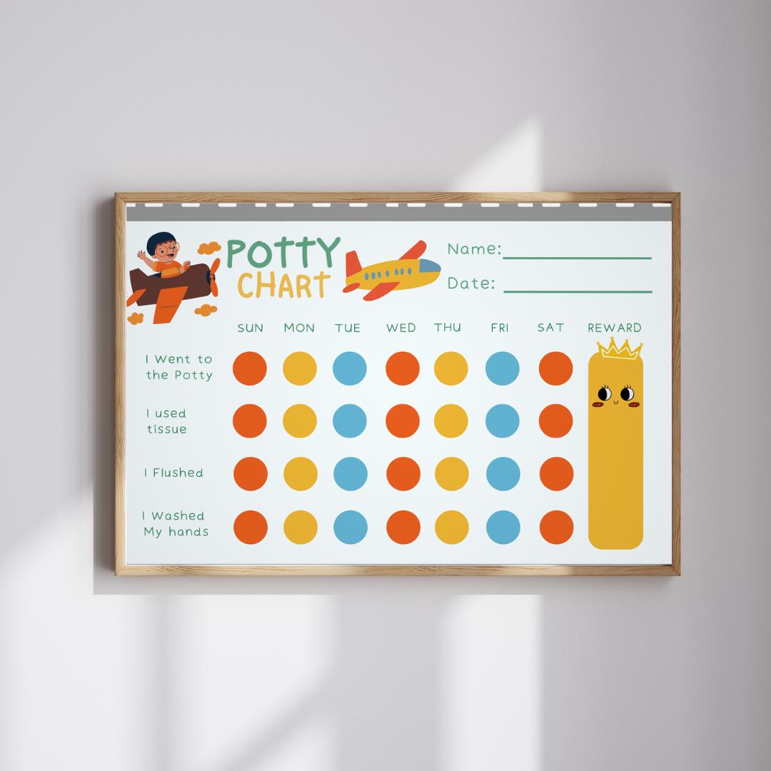 Airplane Potty Training Chart Printable, Potty Training Reward Chart ...