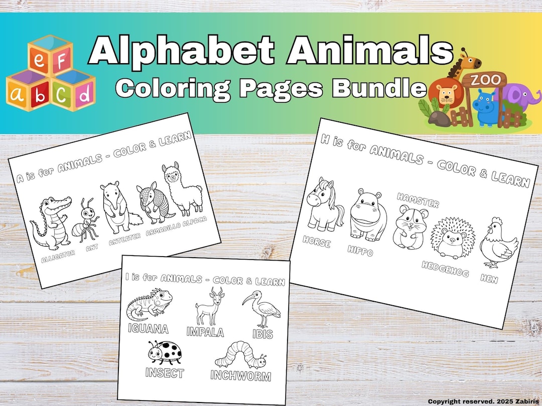 Printable Animal Coloring Book | A to Z Alphabet Pages for Kids ...