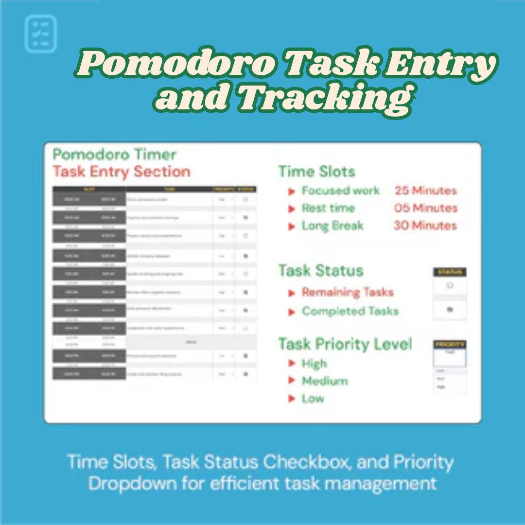 Pomodoro Tracker | Daily Task Checklist - Etsy