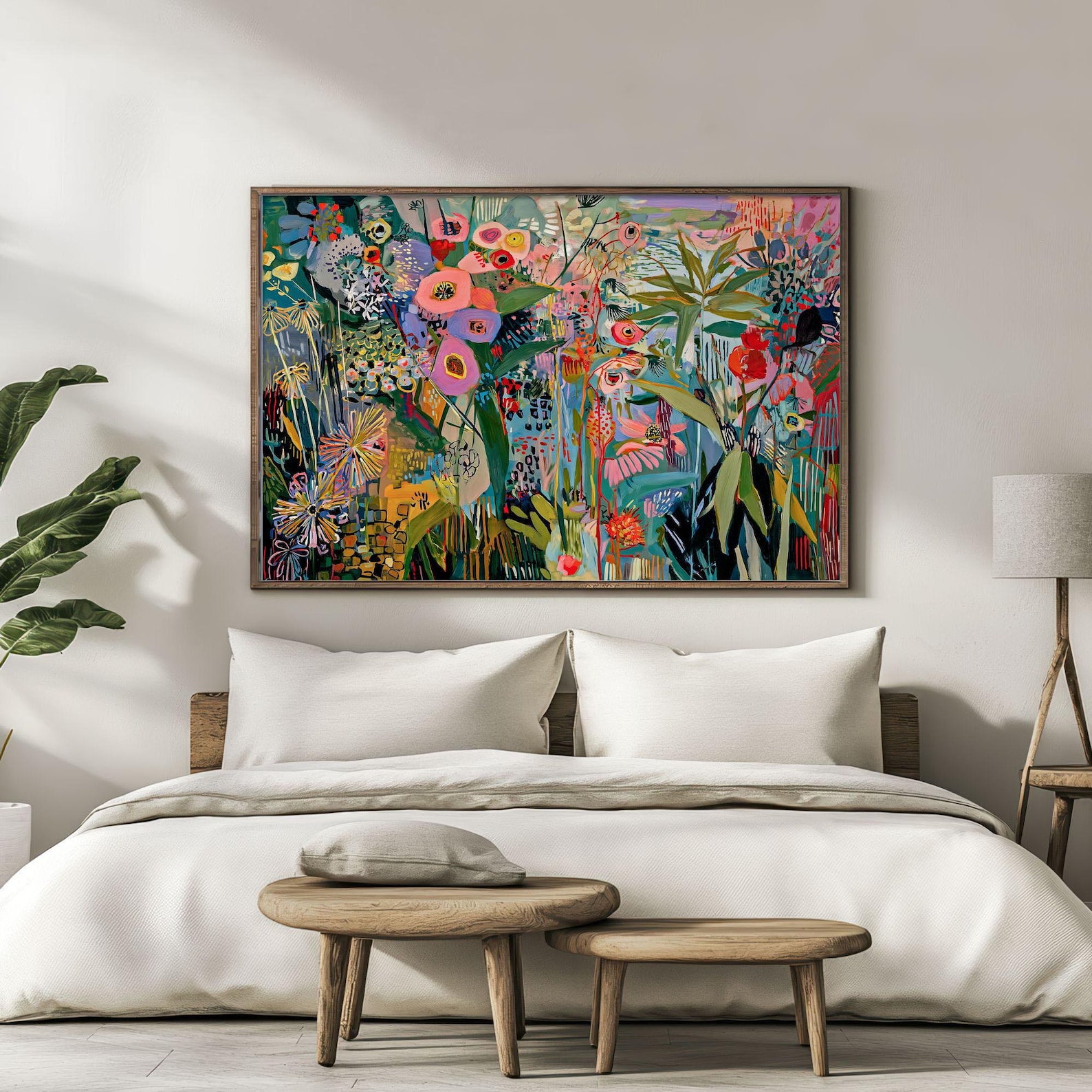 Abstract Wildflower Art Print: Floral Landscape Painting, Large Wall ...