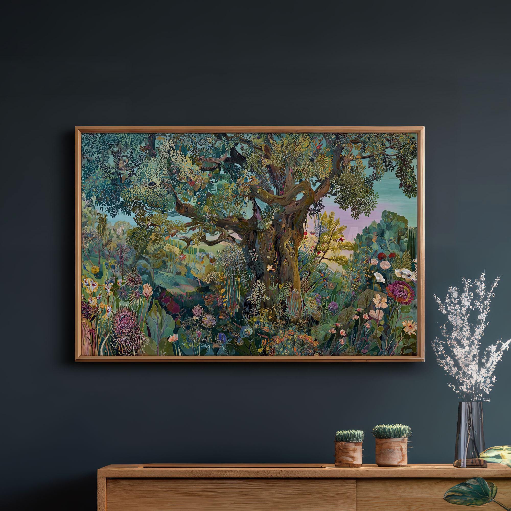 Oak Tree Print: Botanical Wall Art Decor, Framed Canvas Option ...