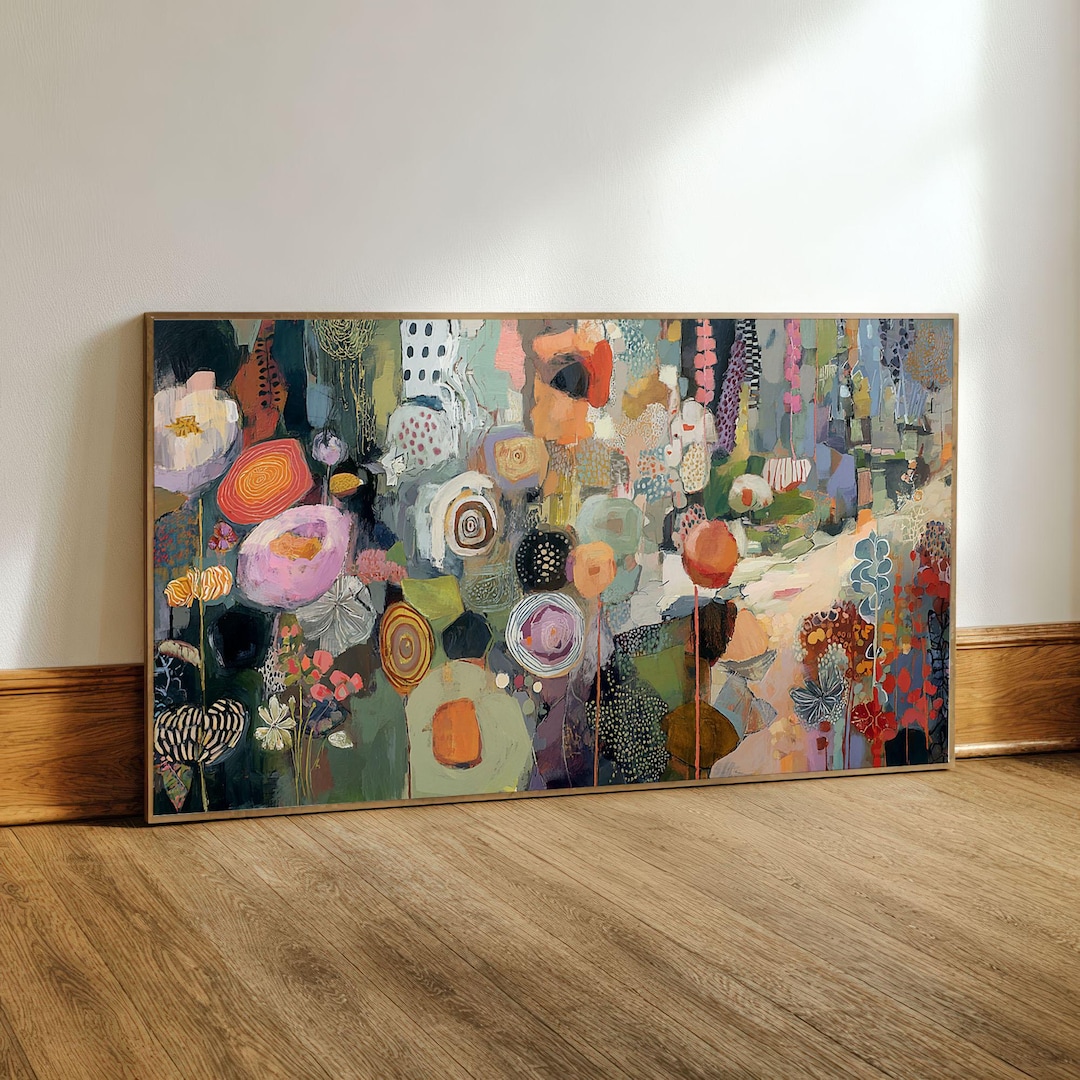 Abstract Flower Art Print, Long Floral Landscape Wall Decor on Canvas ...
