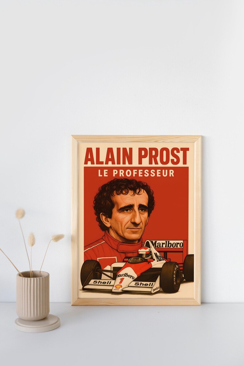 Alain Prost Retro F1 Poster | Mclaren MP4/4 Vintage Racing Wall Art ...