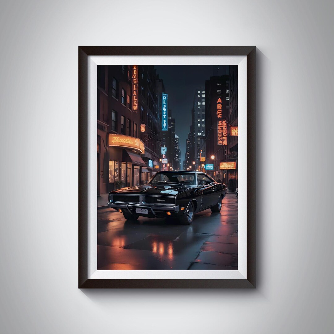 Vintage Dodge Charger Poster – Classic American Muscle Car Wall Art ...