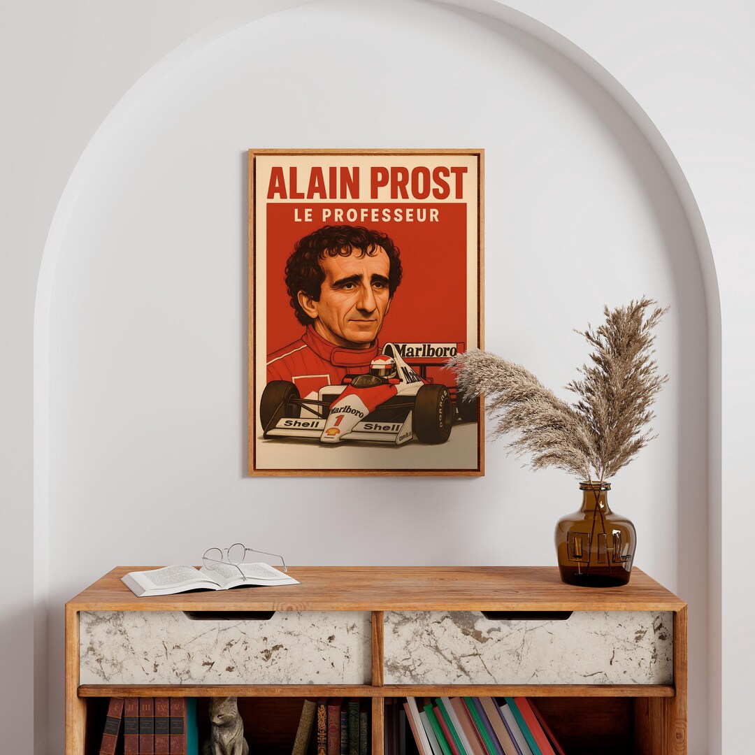 Alain Prost Retro F1 Poster | Mclaren MP4/4 Vintage Racing Wall Art ...