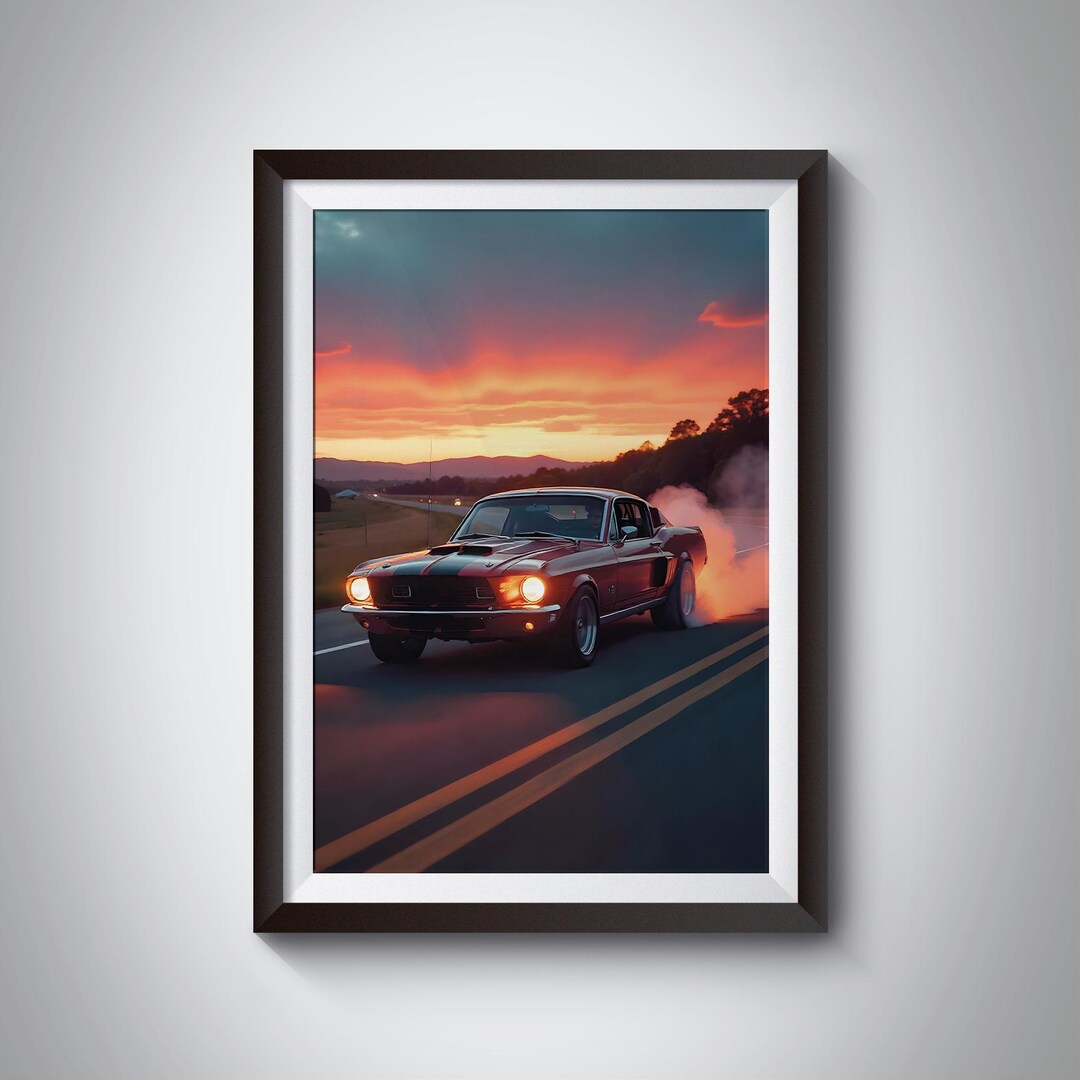 Poster Vintage Ford Mustang Wall Art – Classic Muscle Car Poster ...