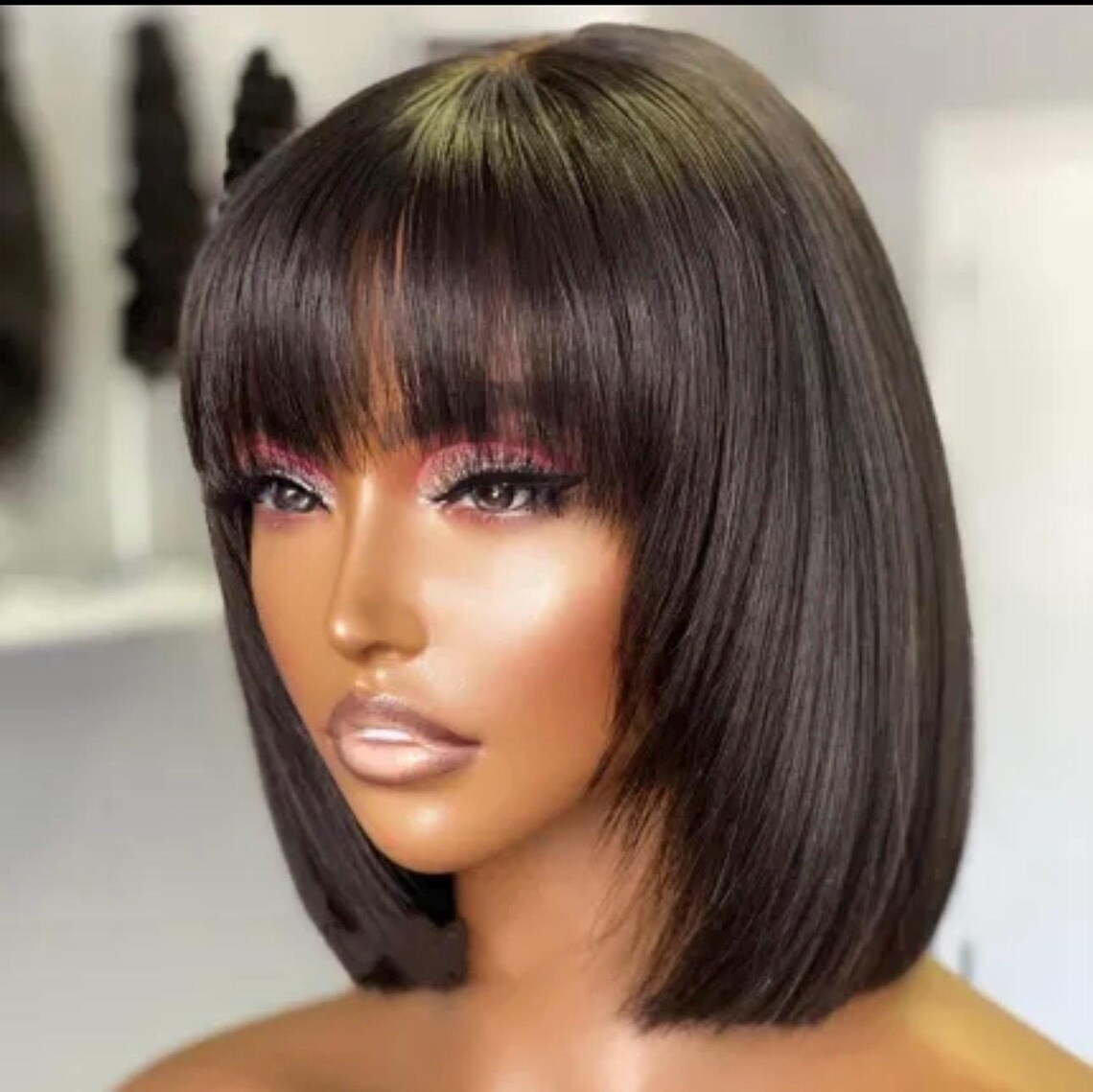 10 Inch Bobo Human Hair Wig Short Bob Wig Glueless Natural Black Wig ...