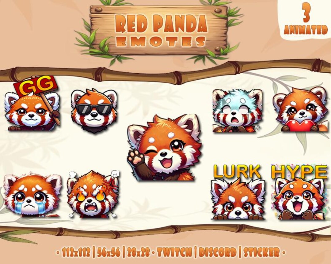 Red Panda Twitch & Discord Emote Pack | 9 Cute Emotes + 3 Animated ...