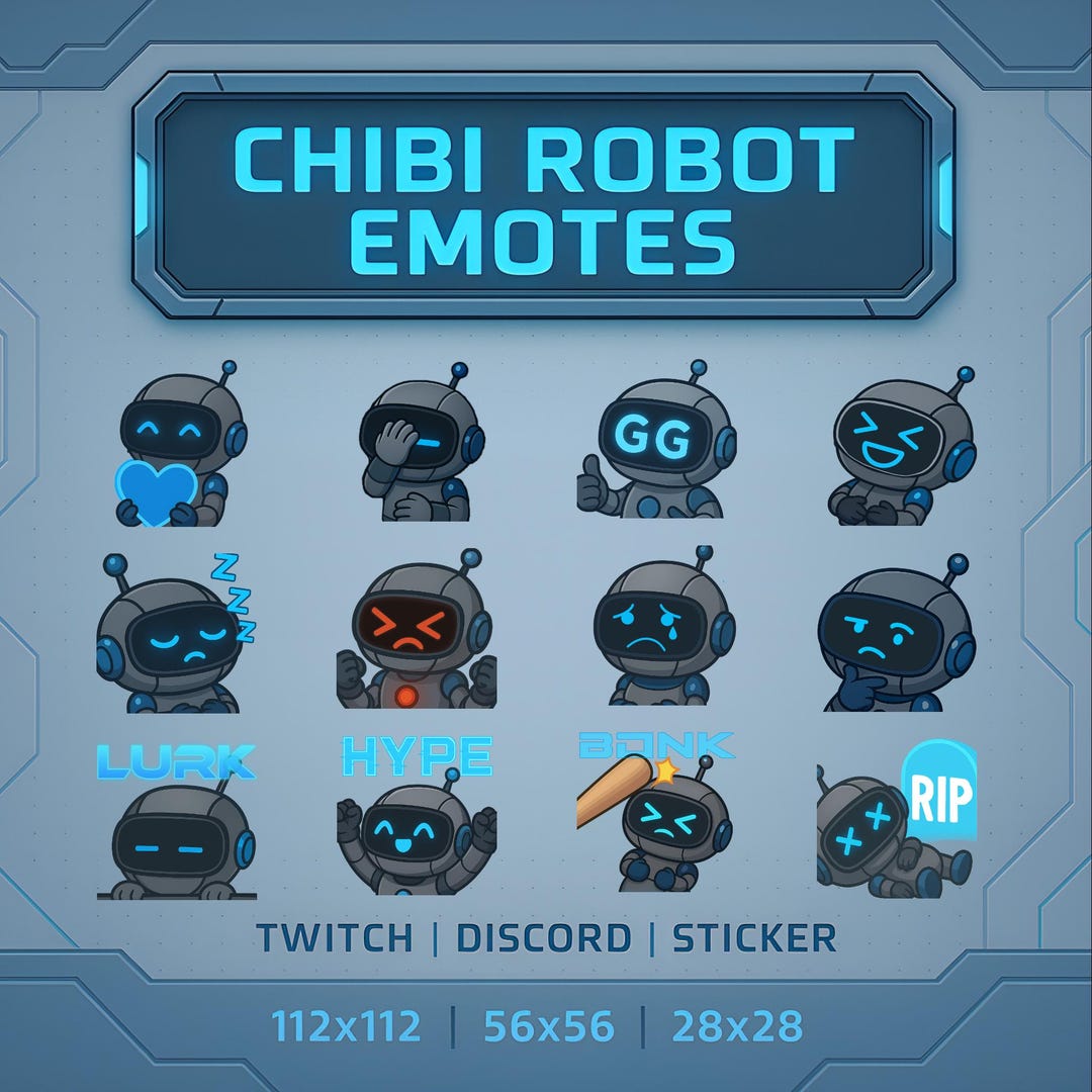 12 Cute Chibi Robot Emotes for Twitch and Discord | Adorable Sci-Fi ...