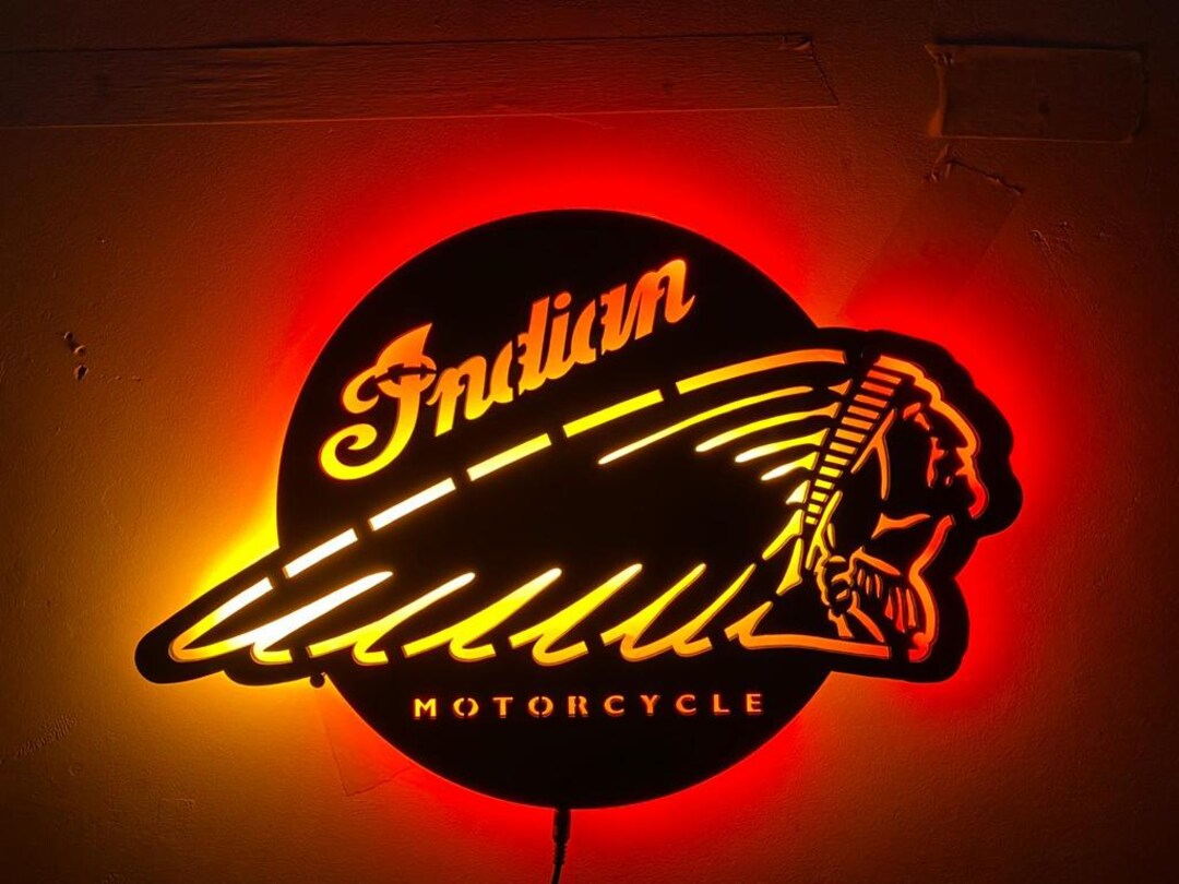 Indian Motorcycle LED Sign, Illuminated Wall Decor - Etsy