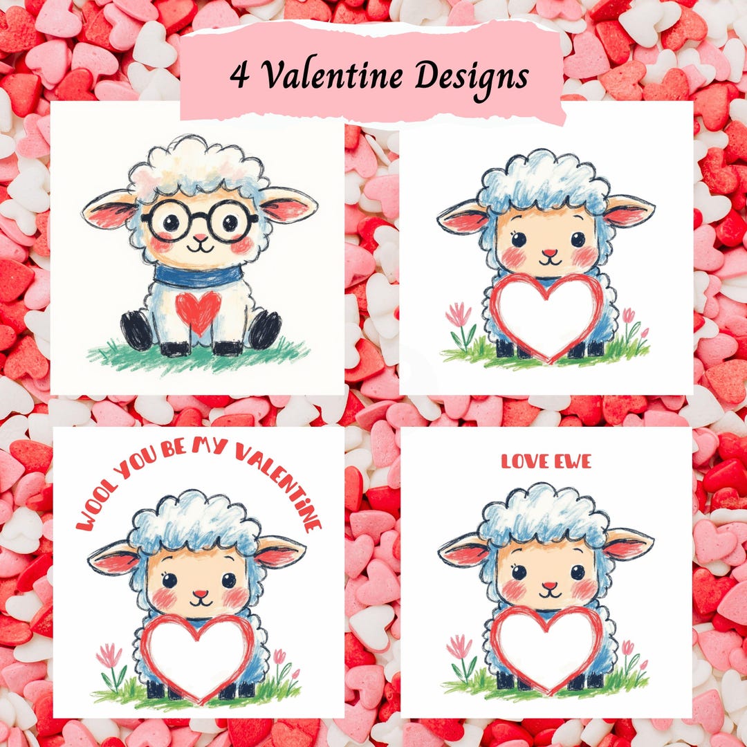 Valentine Lamb PNG Bundle, Cute Farm Animal Bundle - Etsy