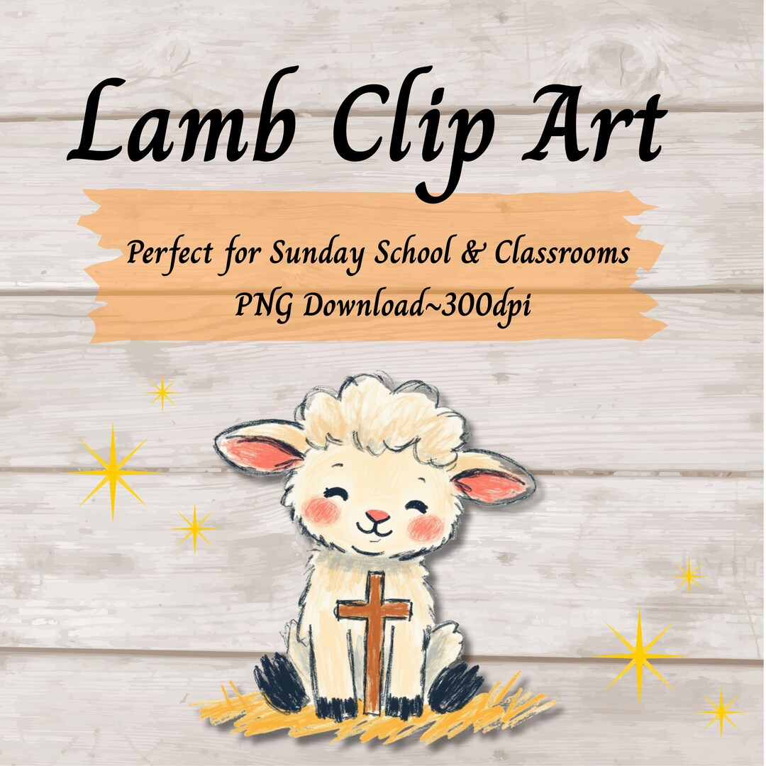 Christian Lamb Clipart With Cross | Faith Crayon Lamb PNG | Sunday ...
