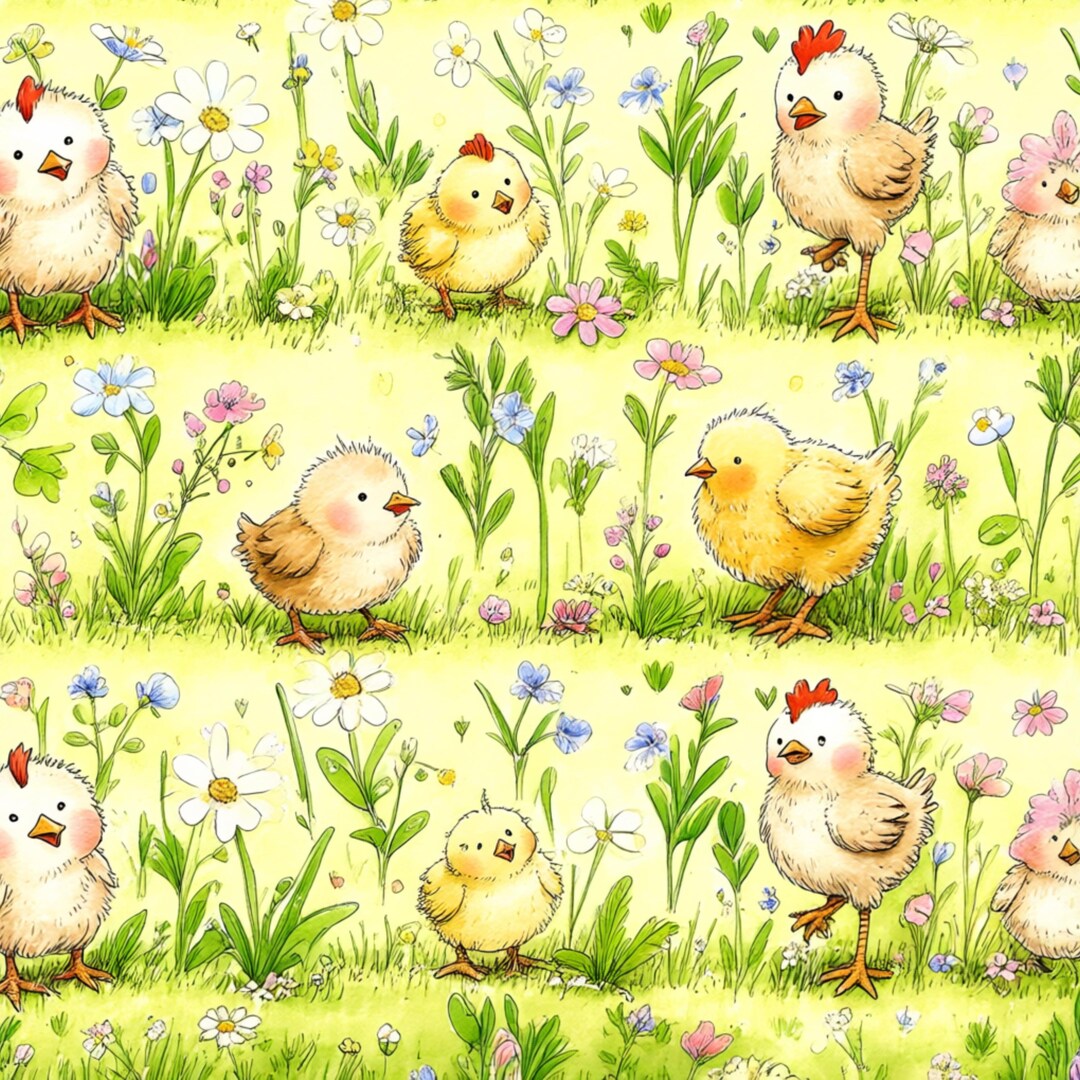 Nursery Chick Seamless Pattern Digital Paper | Baby Farm Animal Repeat ...