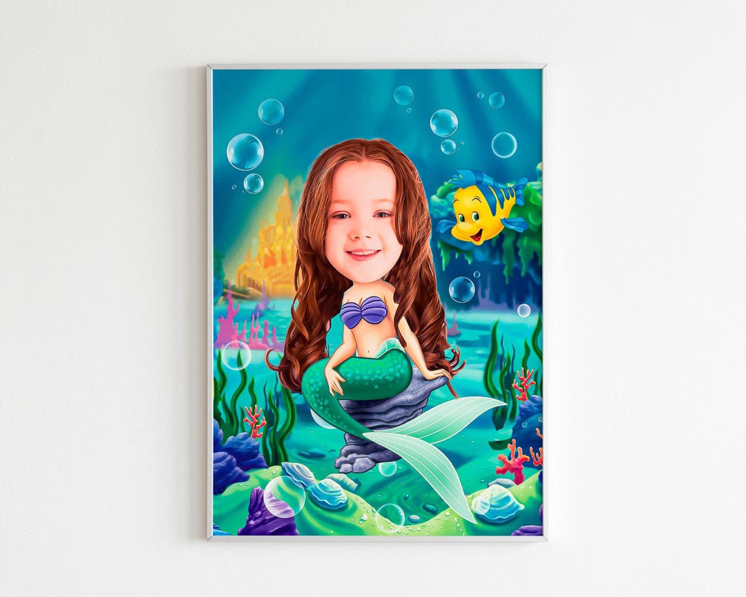 Mermaid Princess Ariel Kids Custom Portrait,get Your Own Mermaid ...