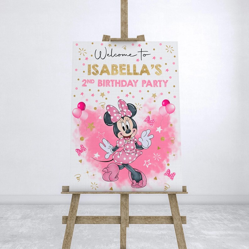 Minnie Mouse Birthday Welcome Sign,minnie Mouse Personalized Birthday ...