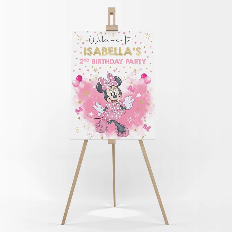 Minnie Mouse Birthday Welcome Sign,minnie Mouse Personalized Birthday ...