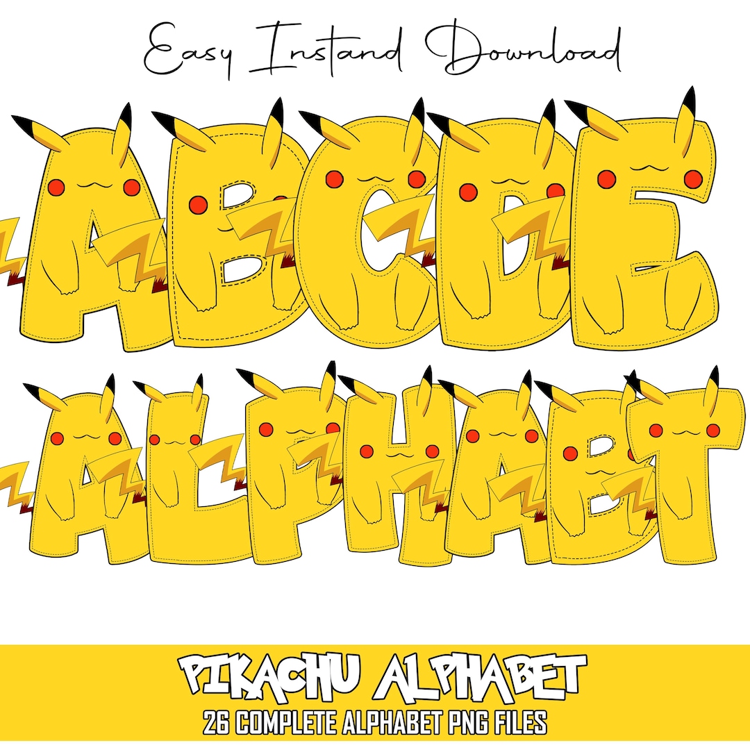 Pikachu Alphabet Pngs - Pikachu Kids Alphabet - Pikachu Font Alphabet ...