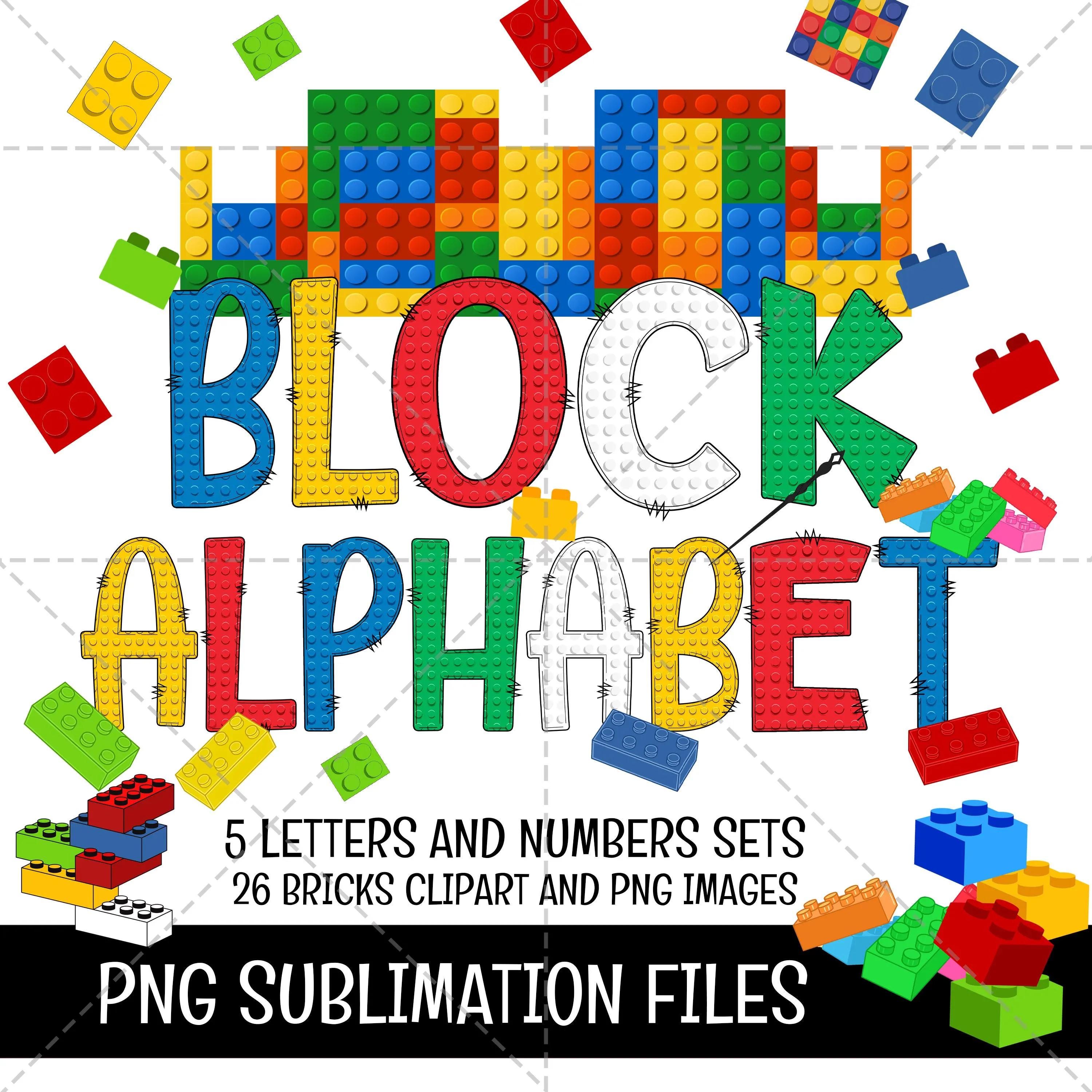 Blocks Doodle Alphabet Bundle, Blocks PNG Letters, Numbers,brick ...