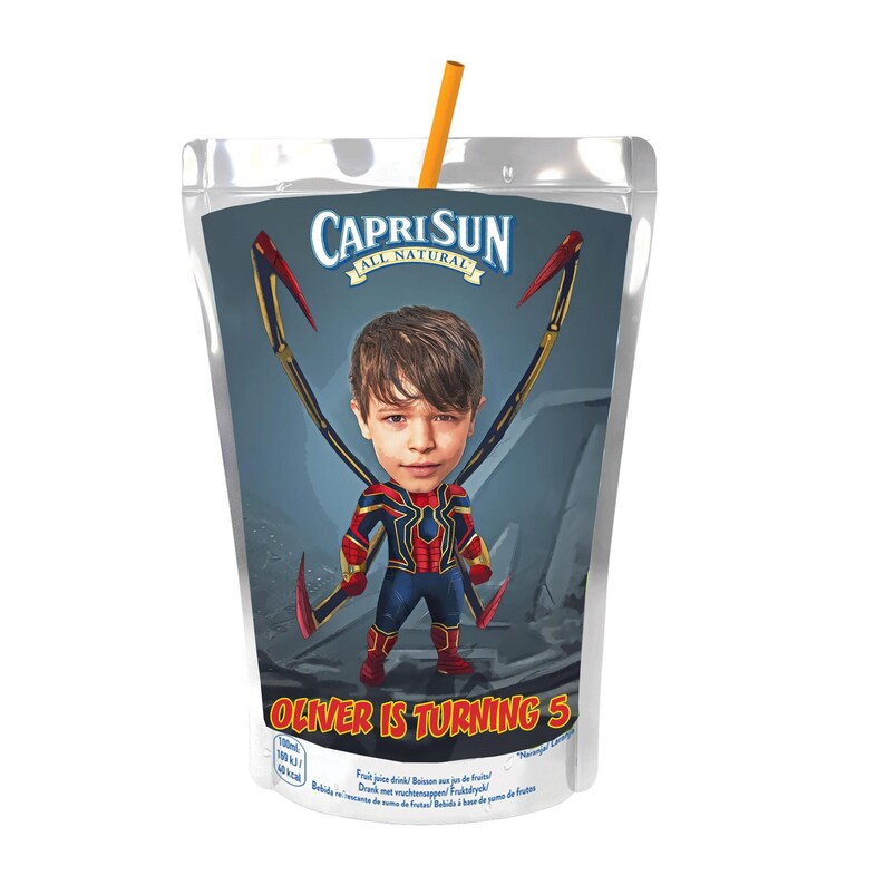 Spiderman Portrait Capri Sun Label, Spiderman Template, Editable Juice ...