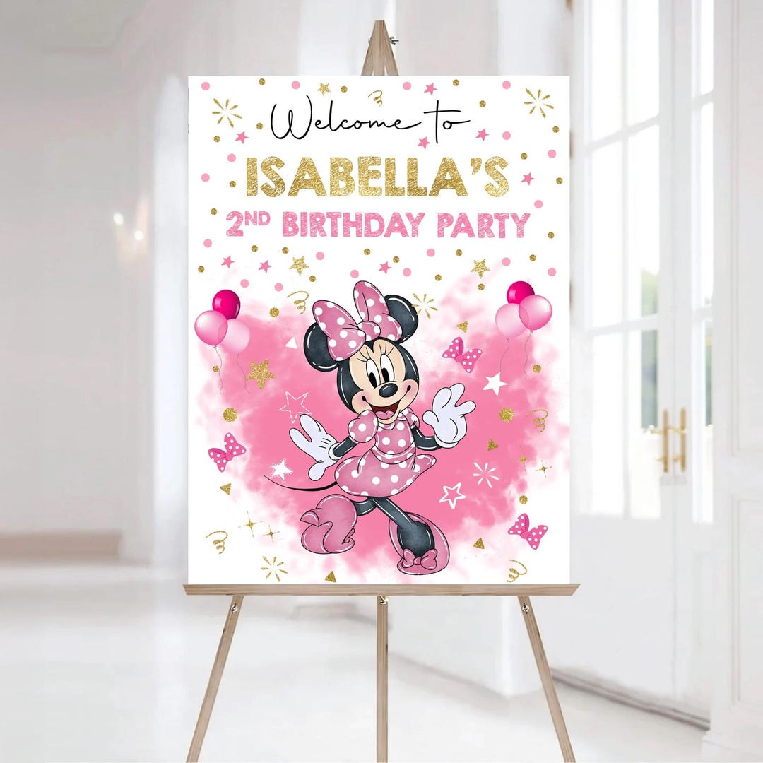Minnie Mouse Birthday Welcome Sign,minnie Mouse Personalized Birthday ...