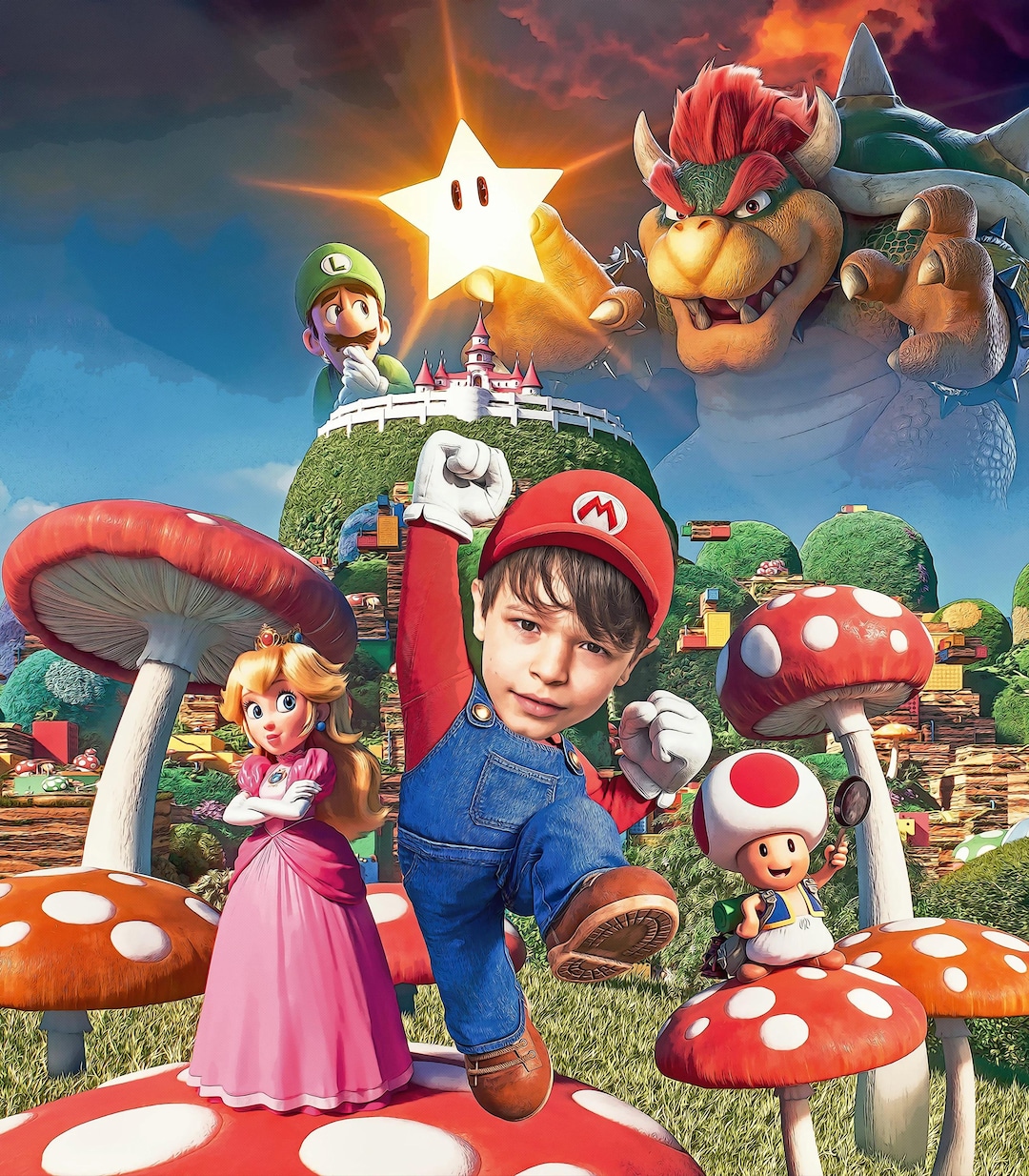 Super Mario Custom Kids Portrait, Get Your Own Portrait From Your Photo ...