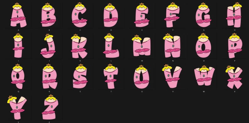 Super Mario Alphabet Pngs - Luigi Alphabet - Bowser- Princess Peach ...